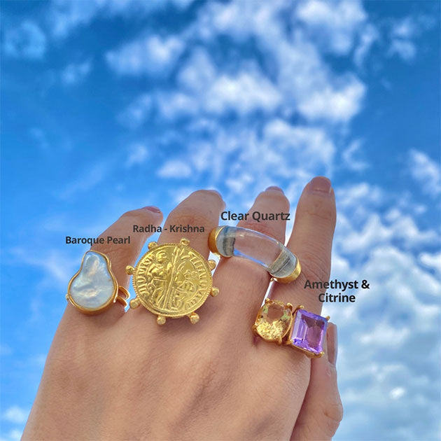 Radha Krishna Ring | Divine Love Motif | Gold Plated Silver