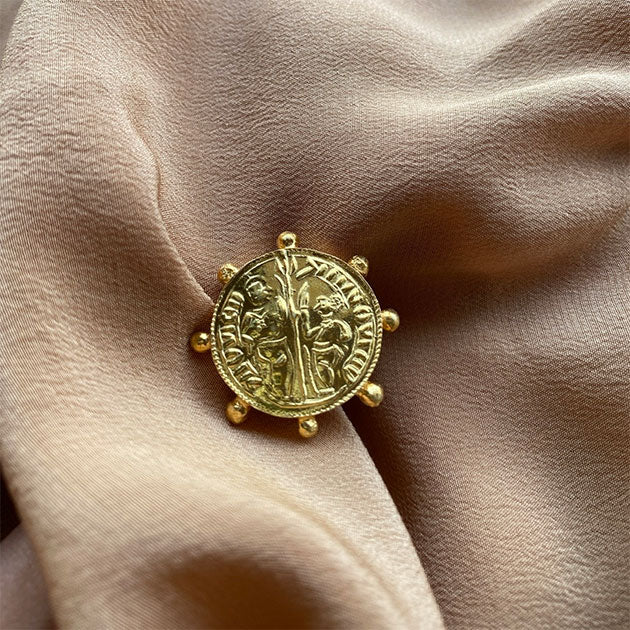 Radha Krishna Ring | Divine Love Motif | Gold Plated Silver